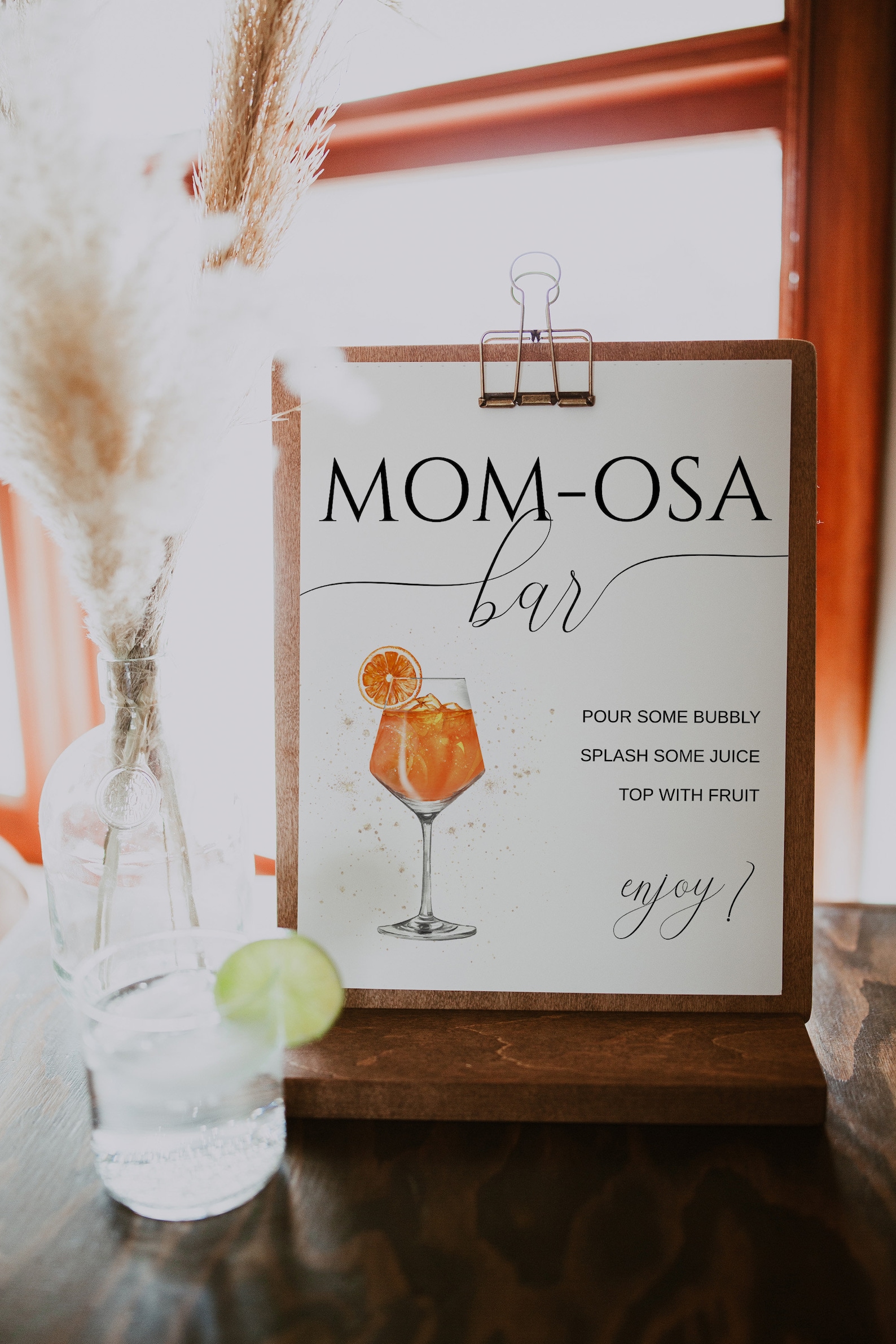 Bar Sign | Mimosa Bar Sign| MOM-OSA Sign | Baby Shower Bar Sign ...