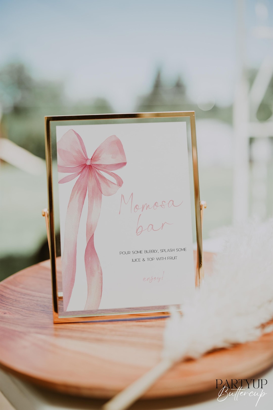Pink Bow Mimosa Bar Sign, Momosa Bar Sign, Mumosa Bar Sign, Juice ...