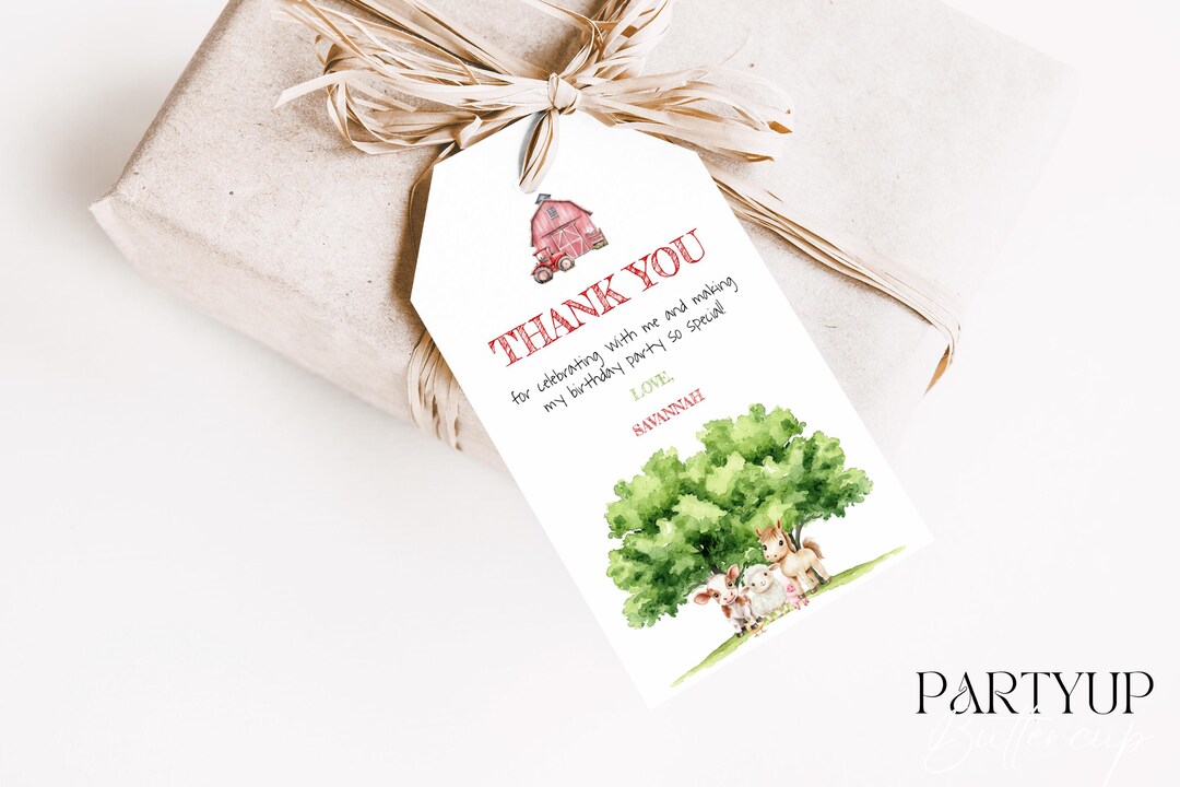 EDITABLE Farm Animals Treat Tags, Farm Party Favor Tag, Barnyard ...