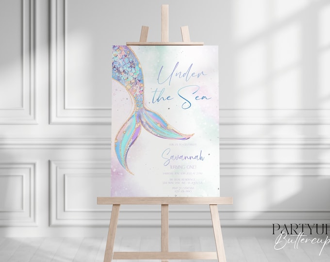 Under the Sea Birthday Welcome Sign: Mermaid Theme (digital Download ...