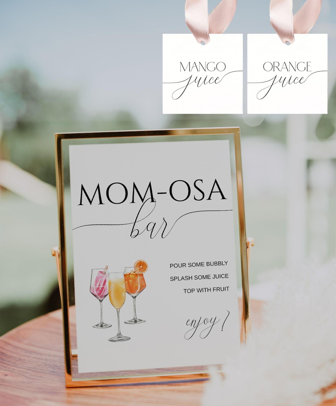 MOM-OSA Bar Sign: Mimosa Bar Tags, Editable Printable (instant Download ...