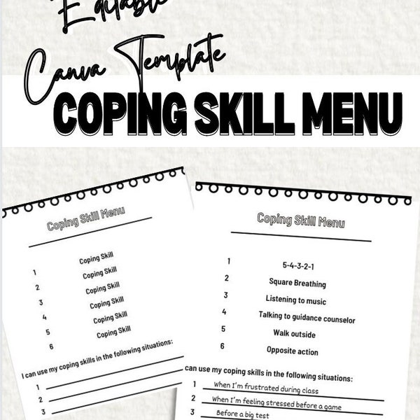 Coping Skills Menu - Etsy