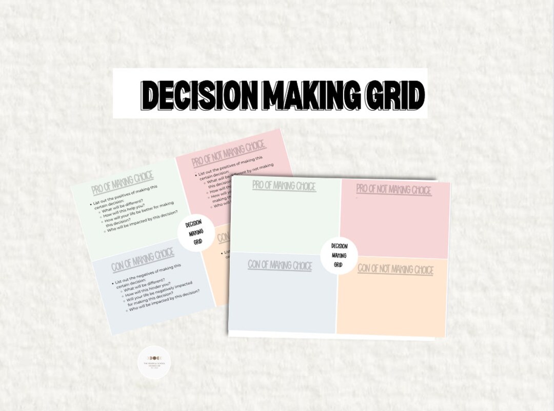 Executive Functioning Decision Making Grid - Etsy