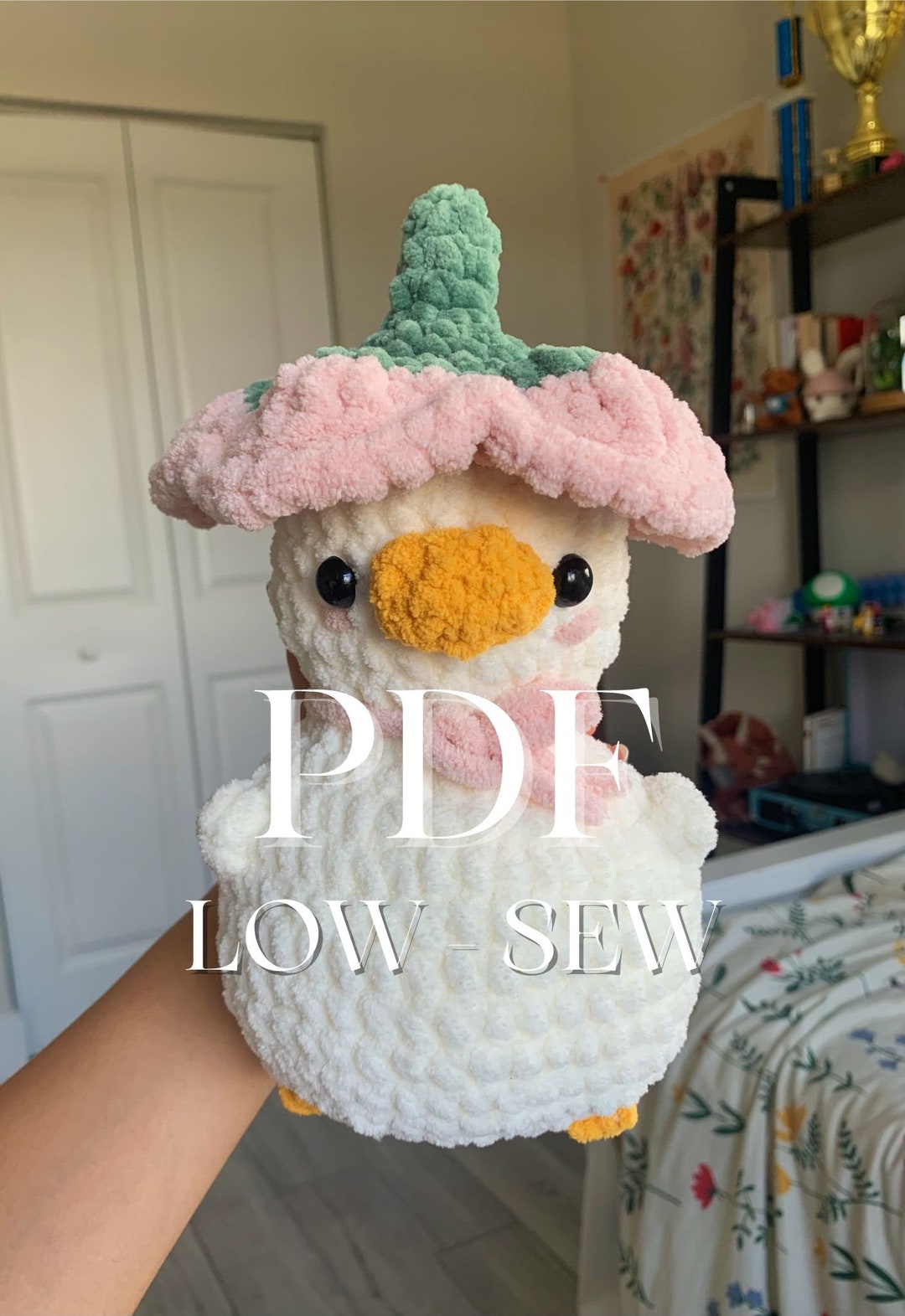 Crochet Duck Pattern: Low-sew Chunky Plush With Flower Hat (PDF Pattern ...