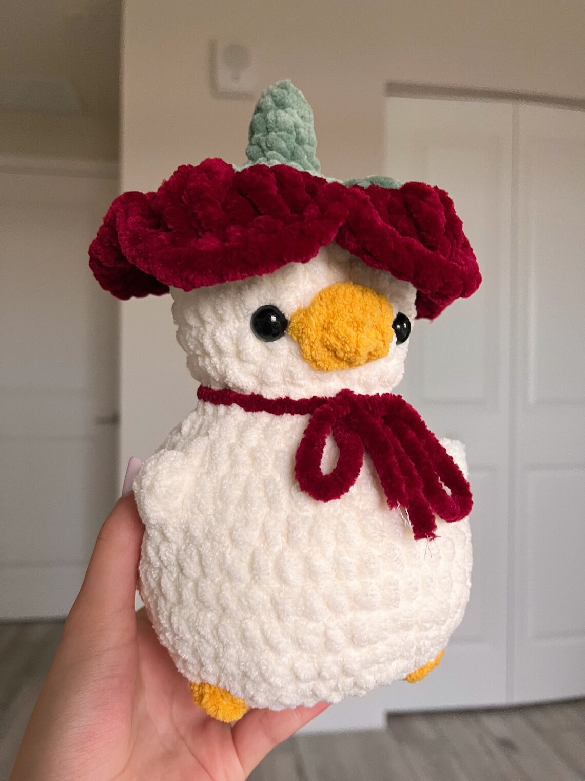 Crochet Duck Pattern: Low-sew Chunky Plush With Flower Hat (PDF Pattern ...