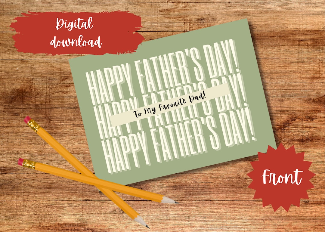 Happy Father's Day Digital Card Green Minimalist - Etsy