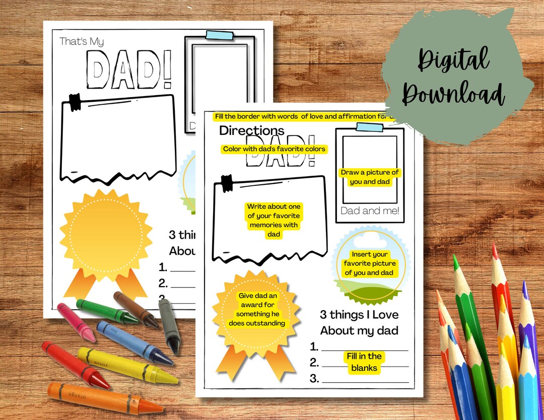 That's My Dad Child Activity Page Digital Download - Etsy