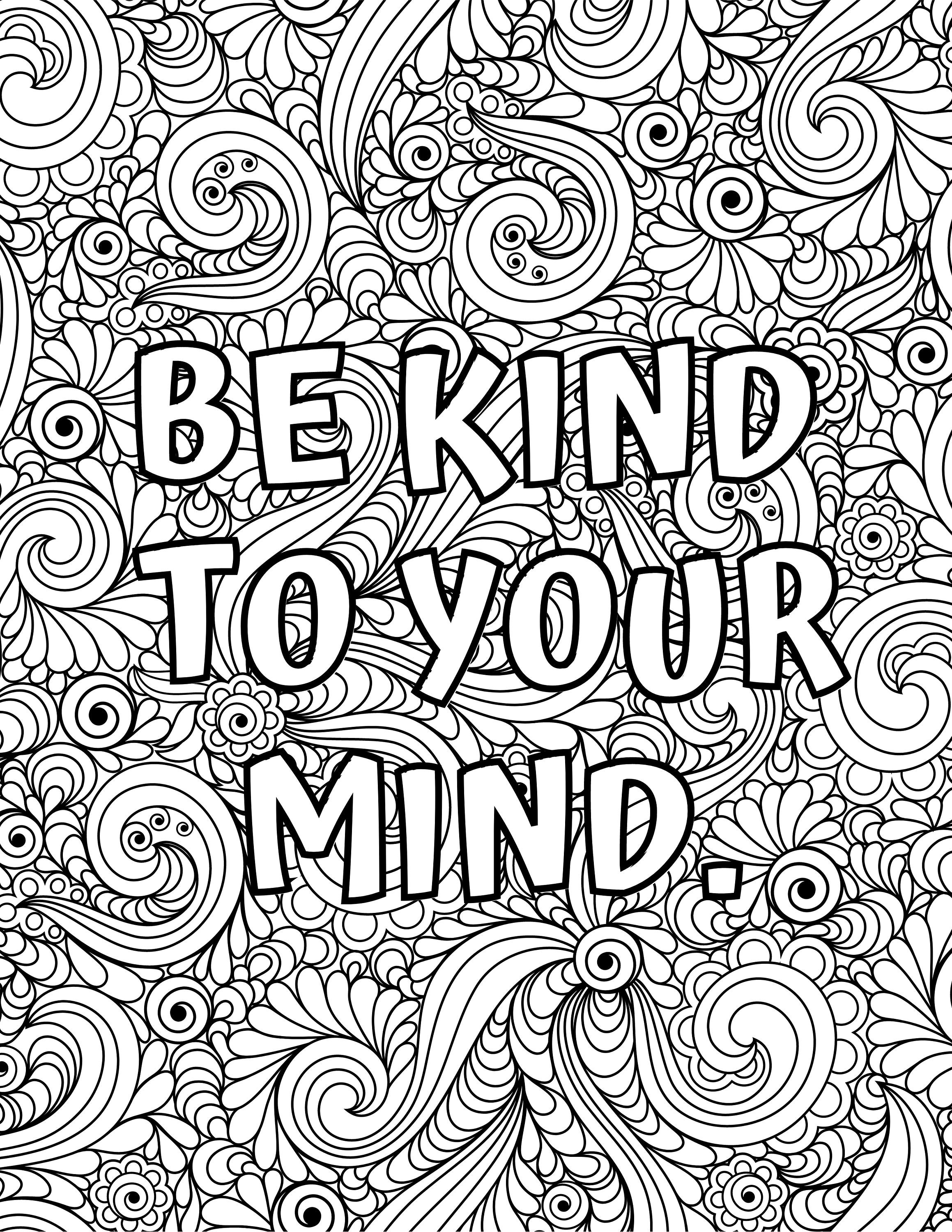 Be Kind to Your Mind Coloring Page - Digital Download - Etsy