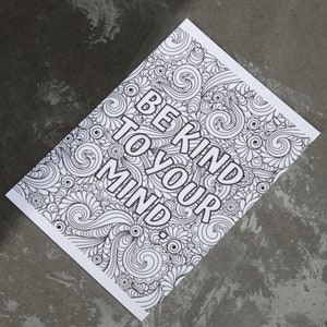 Be Kind to Your Mind Coloring Page - Digital Download - Etsy