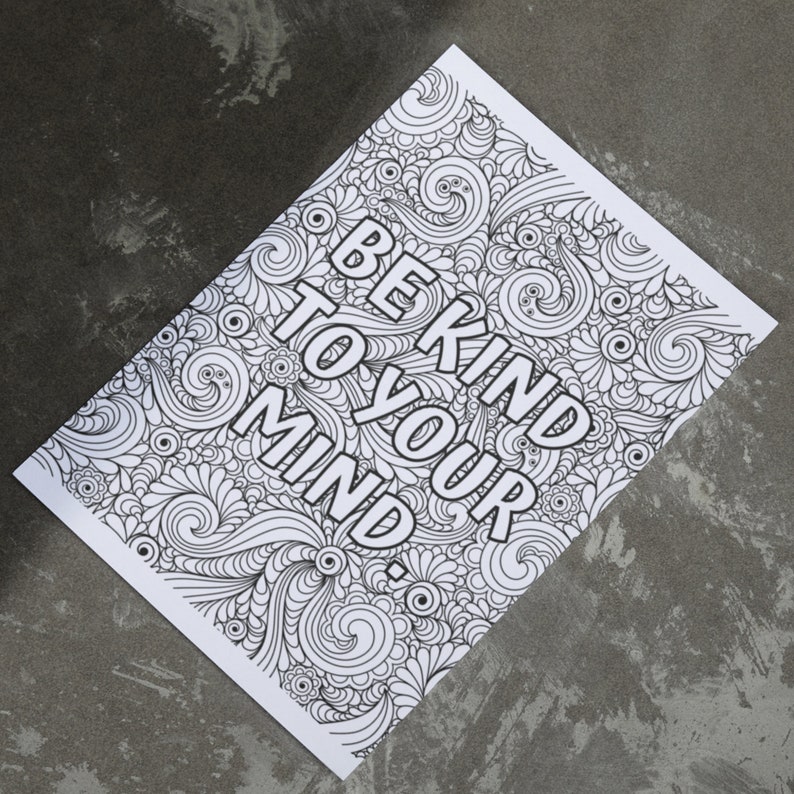 Be Kind to Your Mind Coloring Page - Digital Download - Etsy