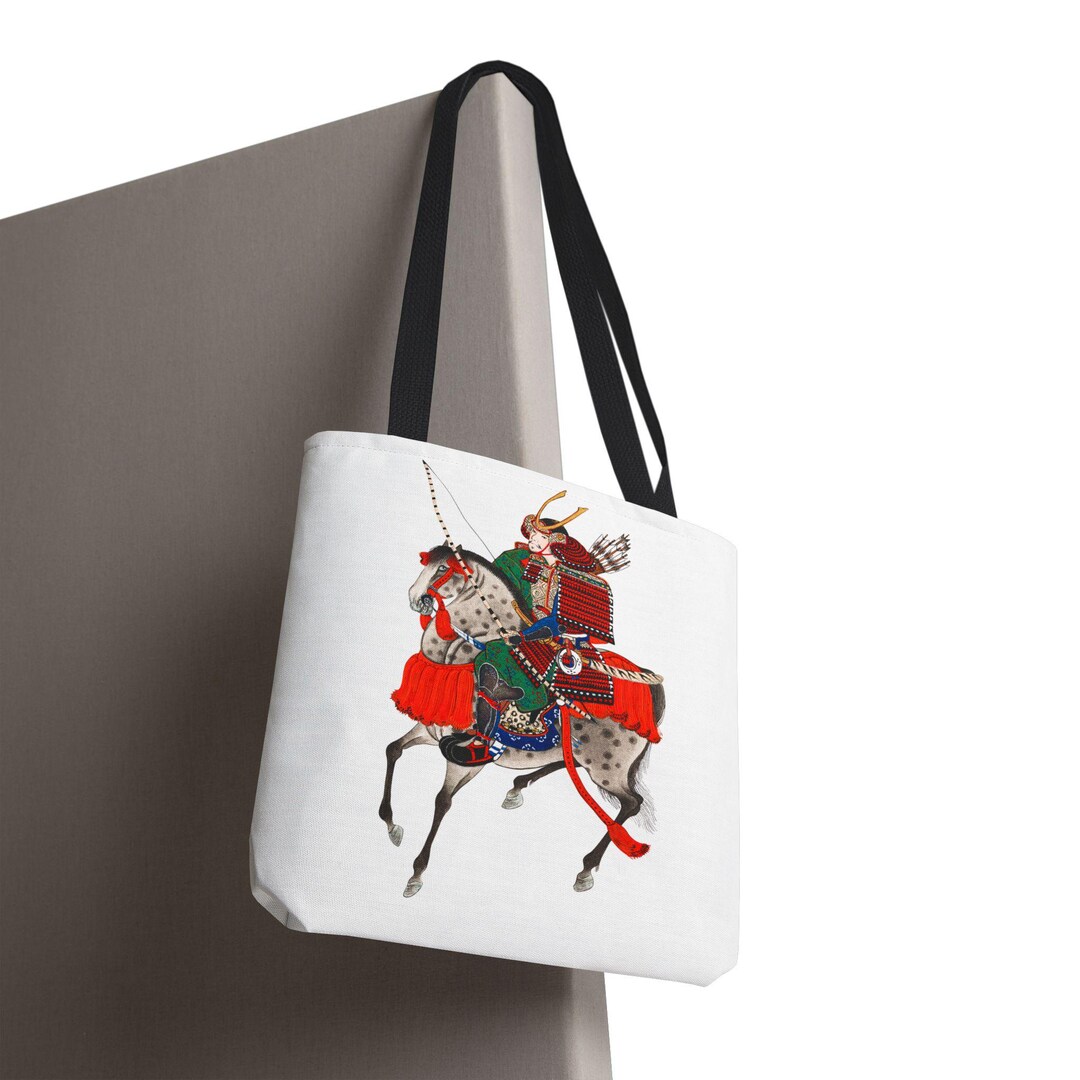Samurai Warrior on Horse Tote Bag | Japanese Armor Illustration - Etsy