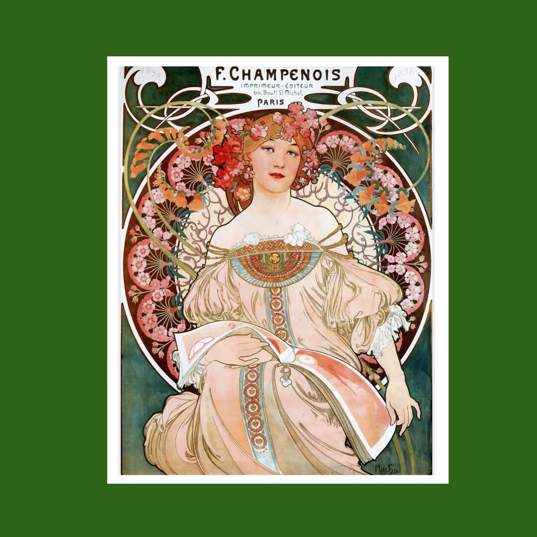 Alphonse Mucha Art Nouveau Custom Shape Magnet | Decorative ...