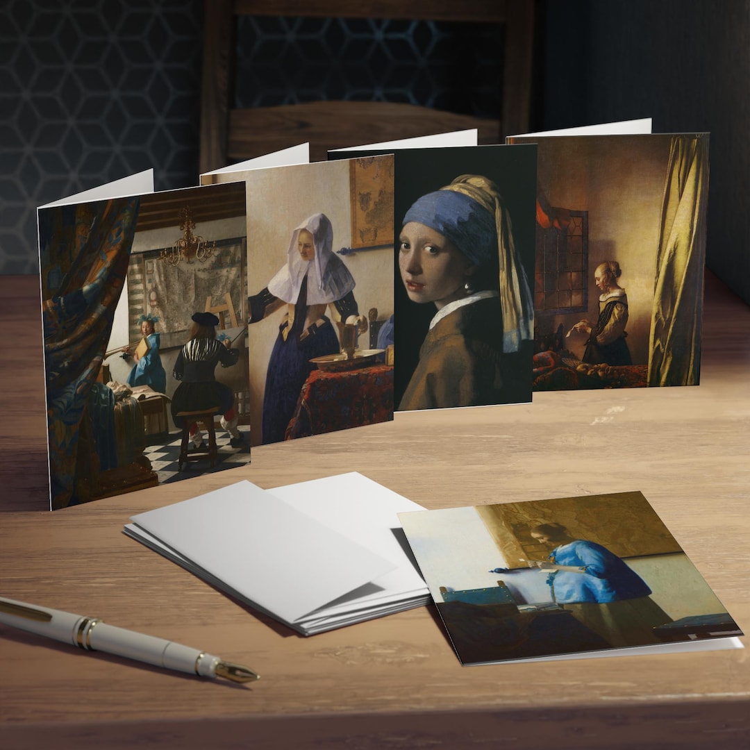 Greeting Cards Set, Dutch Golden Age Painter Theme, Vermeer Artwork ...