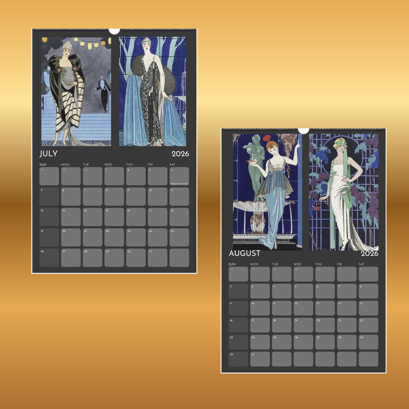 Art Deco Fashion Illustration Calendar: George Barbier Vintage Style ...