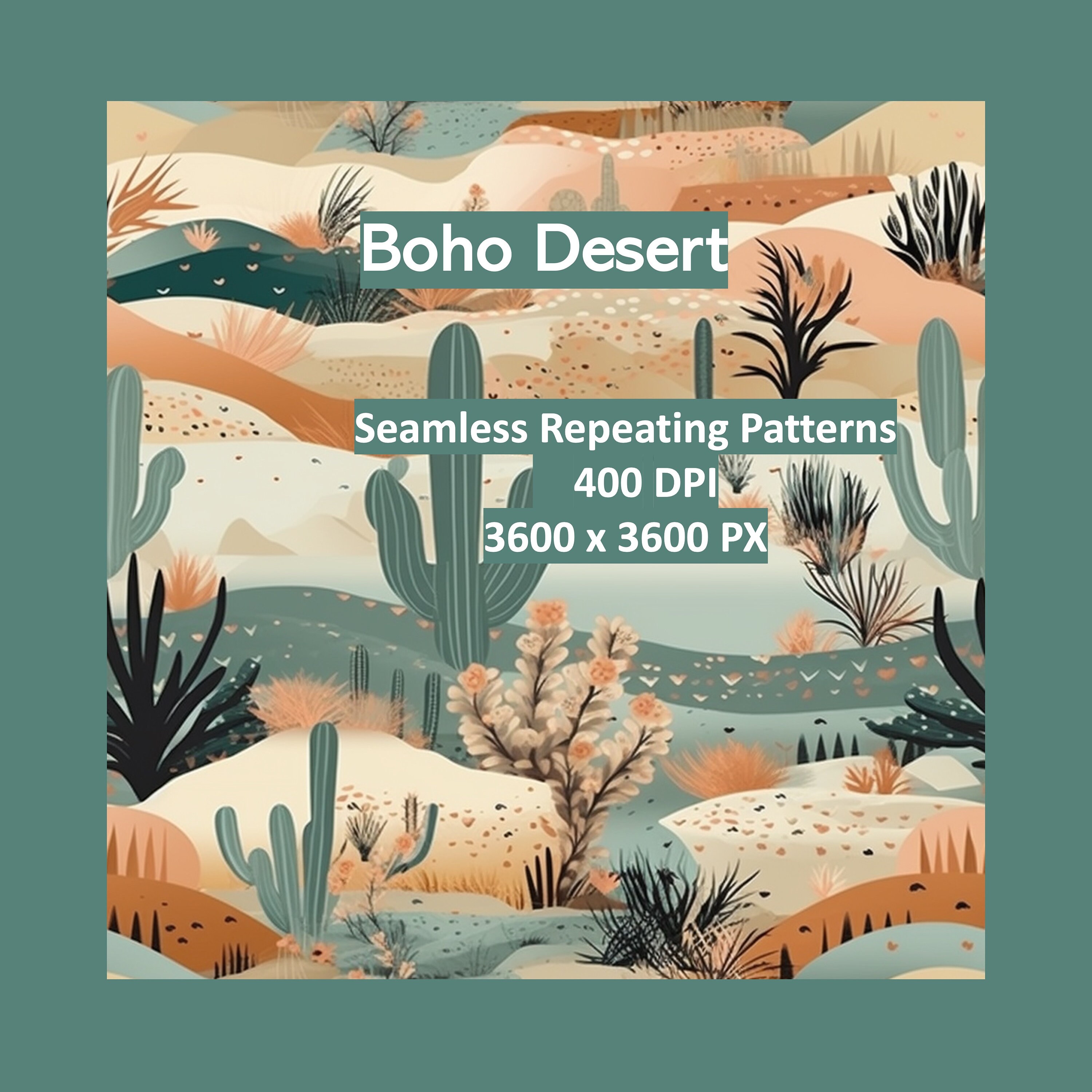 4 Boho Desert Scene Seamless Patterns Digital Download4 Boho Desert ...