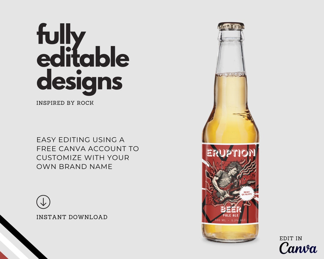Rock-inspired Digital Beer Bottle Label Template "eruption" | Homebrew ...