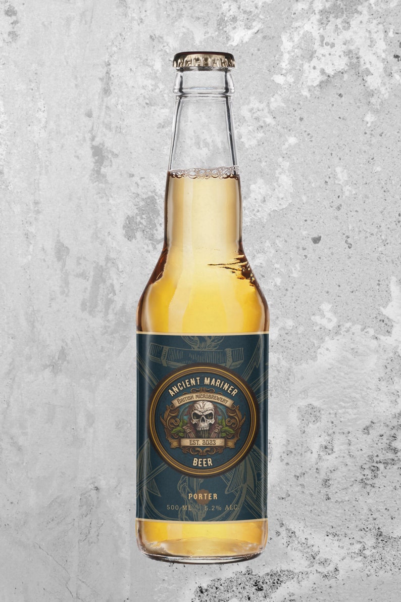 Rock-inspired Beer Bottle Label Template "ancient Mariner" | Homebrew ...
