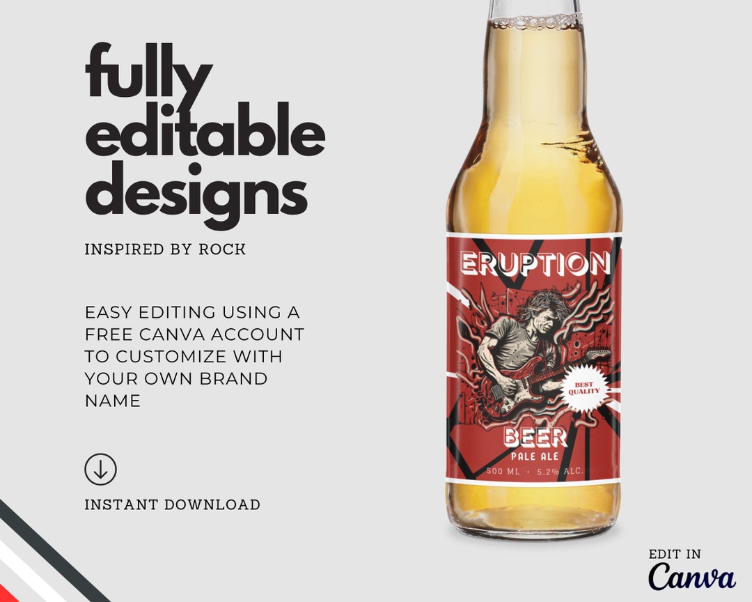 Rock-inspired Digital Beer Bottle Label Template "eruption" | Homebrew ...
