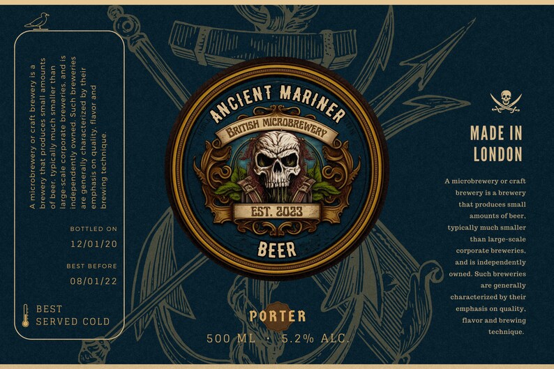 Rock-inspired Beer Bottle Label Template "ancient Mariner" | Homebrew ...