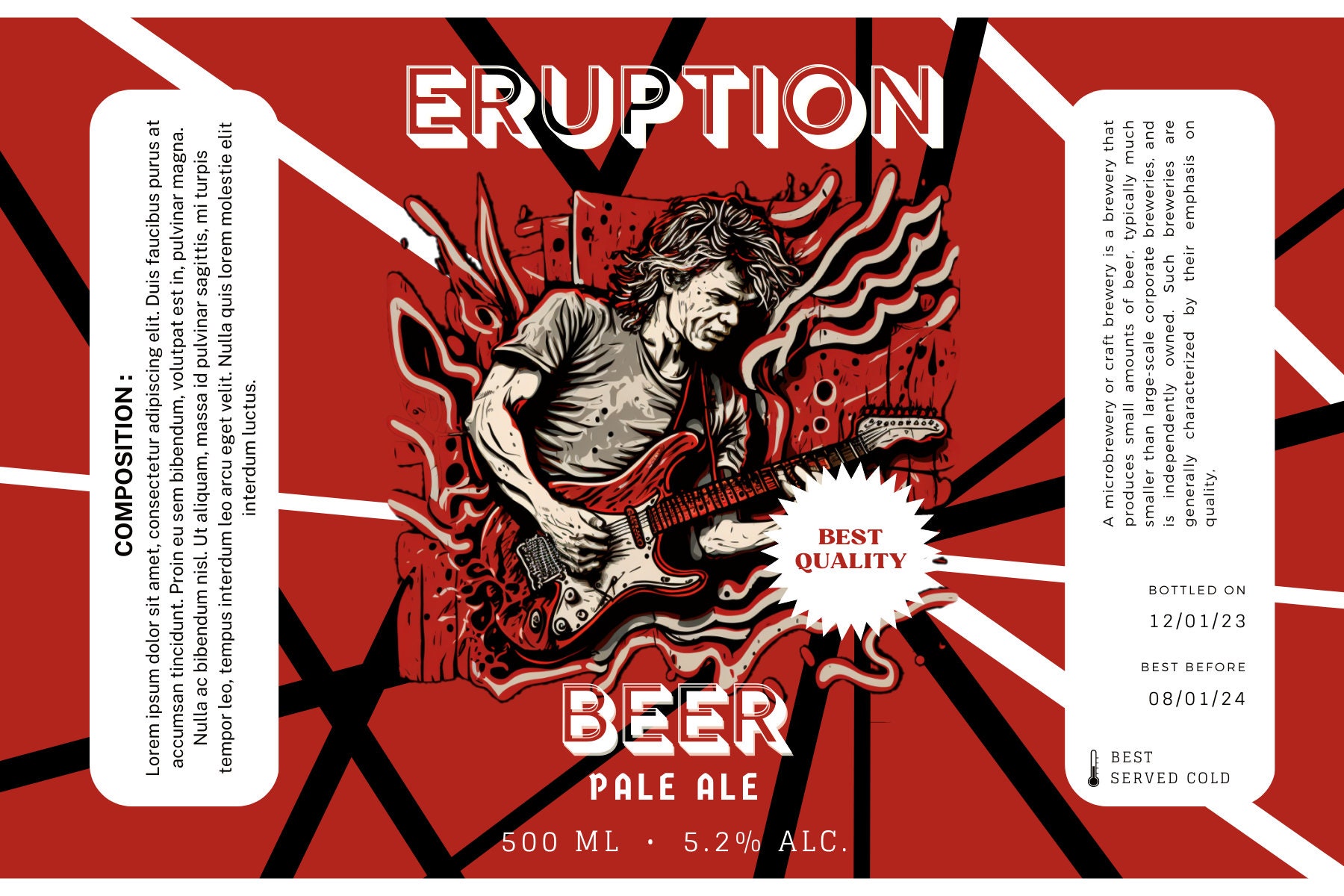 Rock-inspired Digital Beer Bottle Label Template eruption Homebrew Beer ...