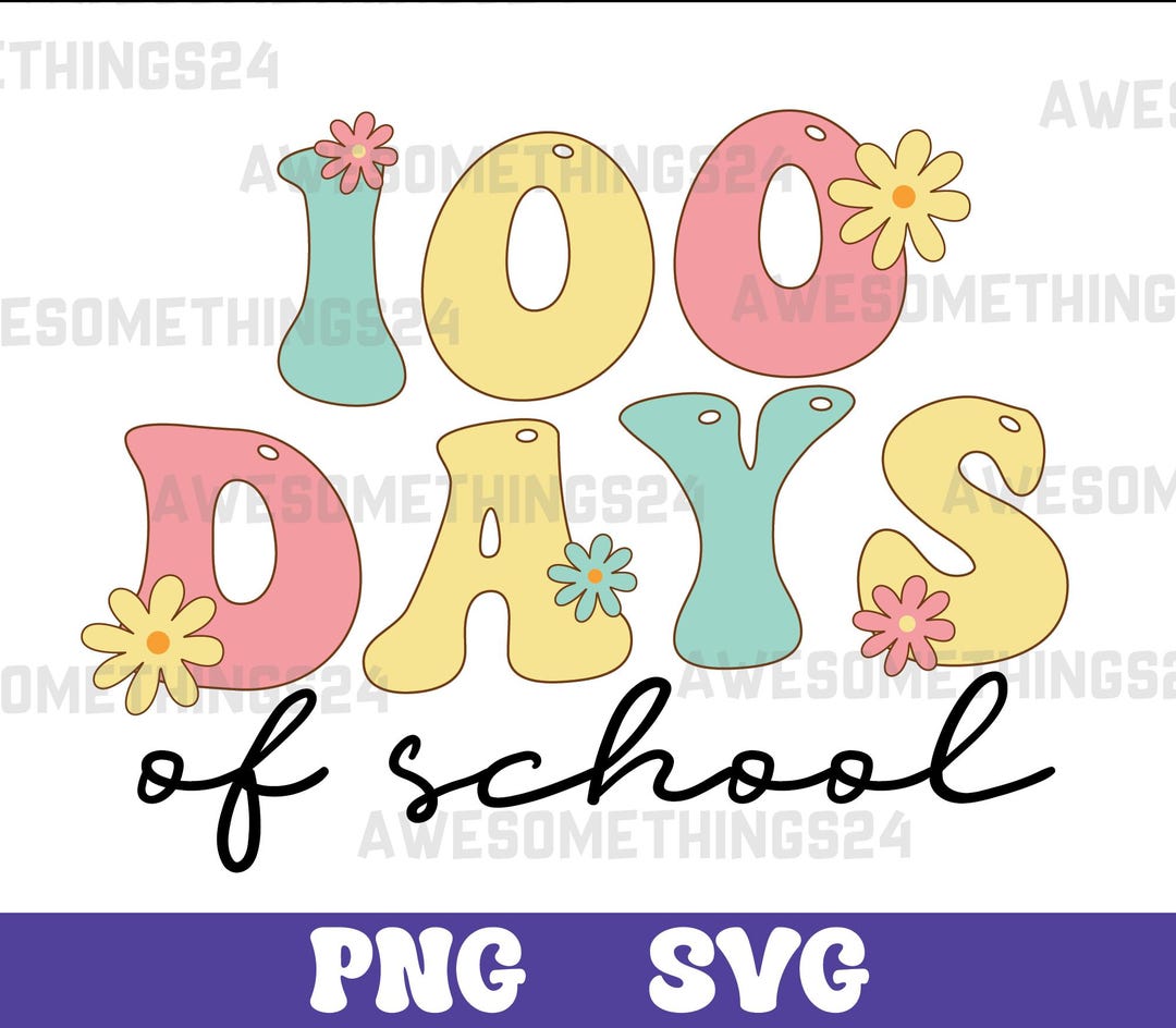 100 Days of School Groovy Design , PNG, SVG , Digital Download - Etsy