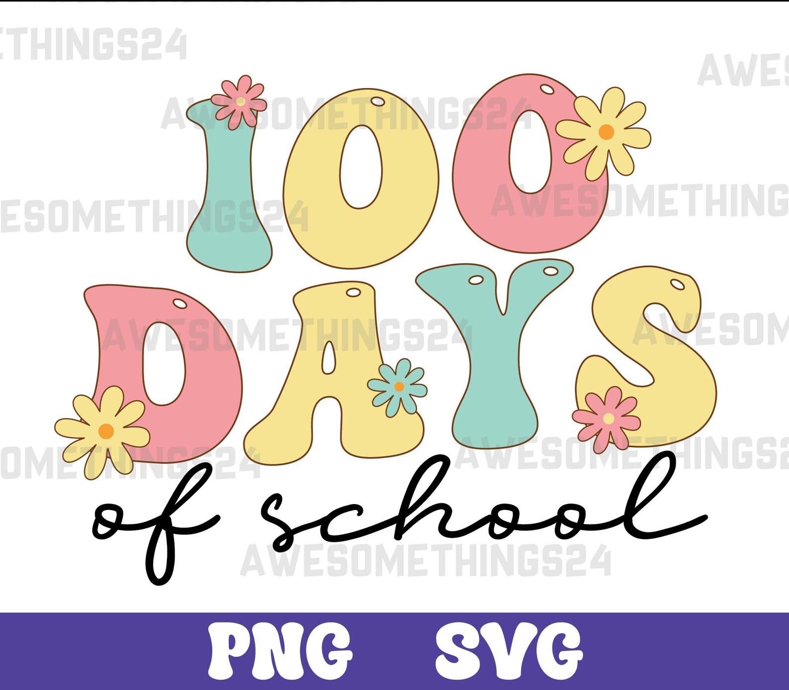 100 Days of School Groovy Design , PNG, SVG , Digital Download - Etsy