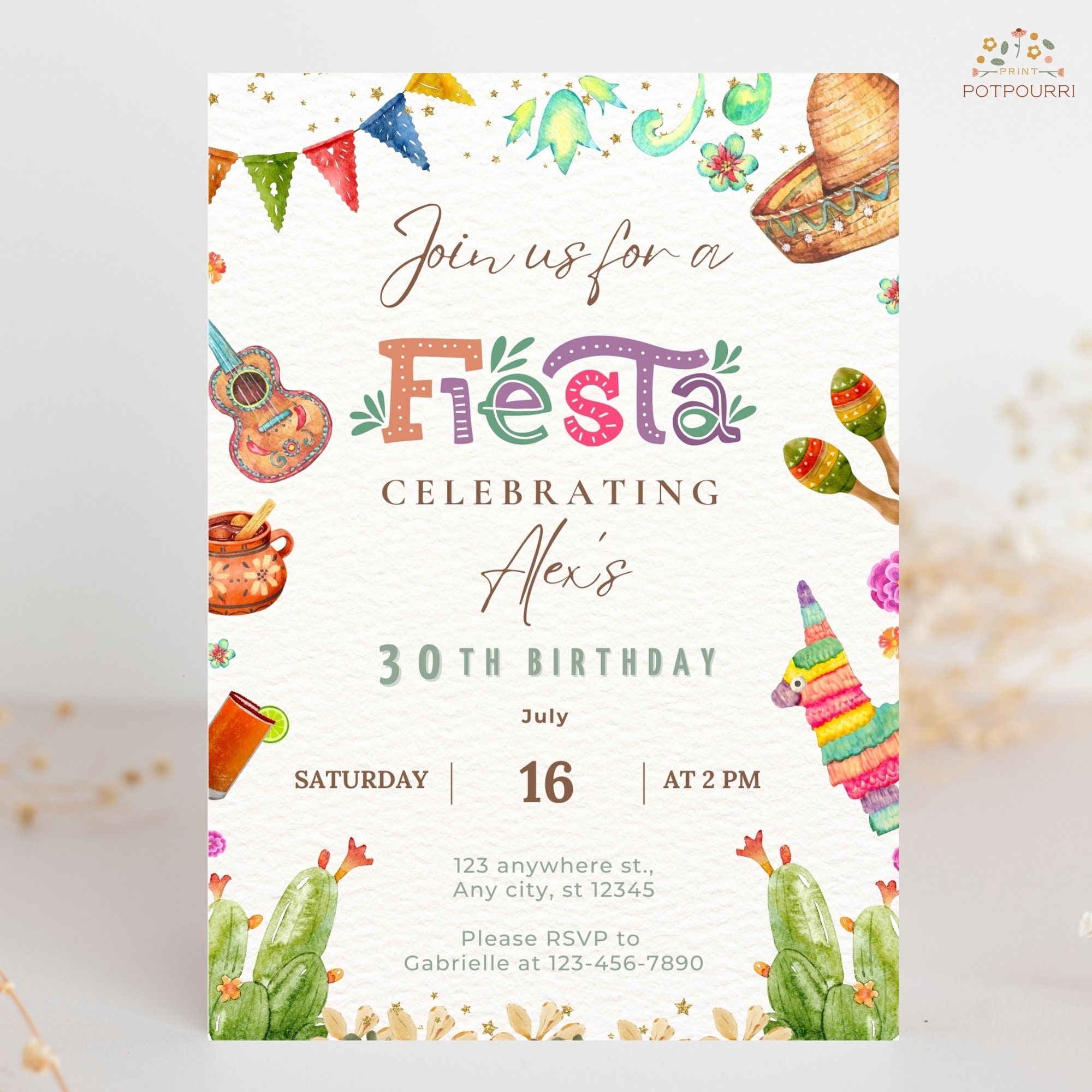 Editable Mexican Birthday Invitation Template, Fiesta Birthday Invite, Mexican Party Invitation ...
