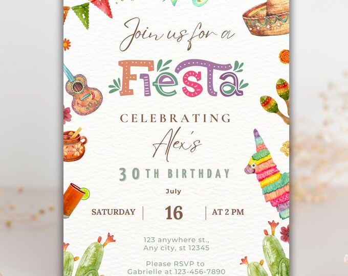 Editable Fiesta Birthday Invitation Template (digital Download) - Etsy