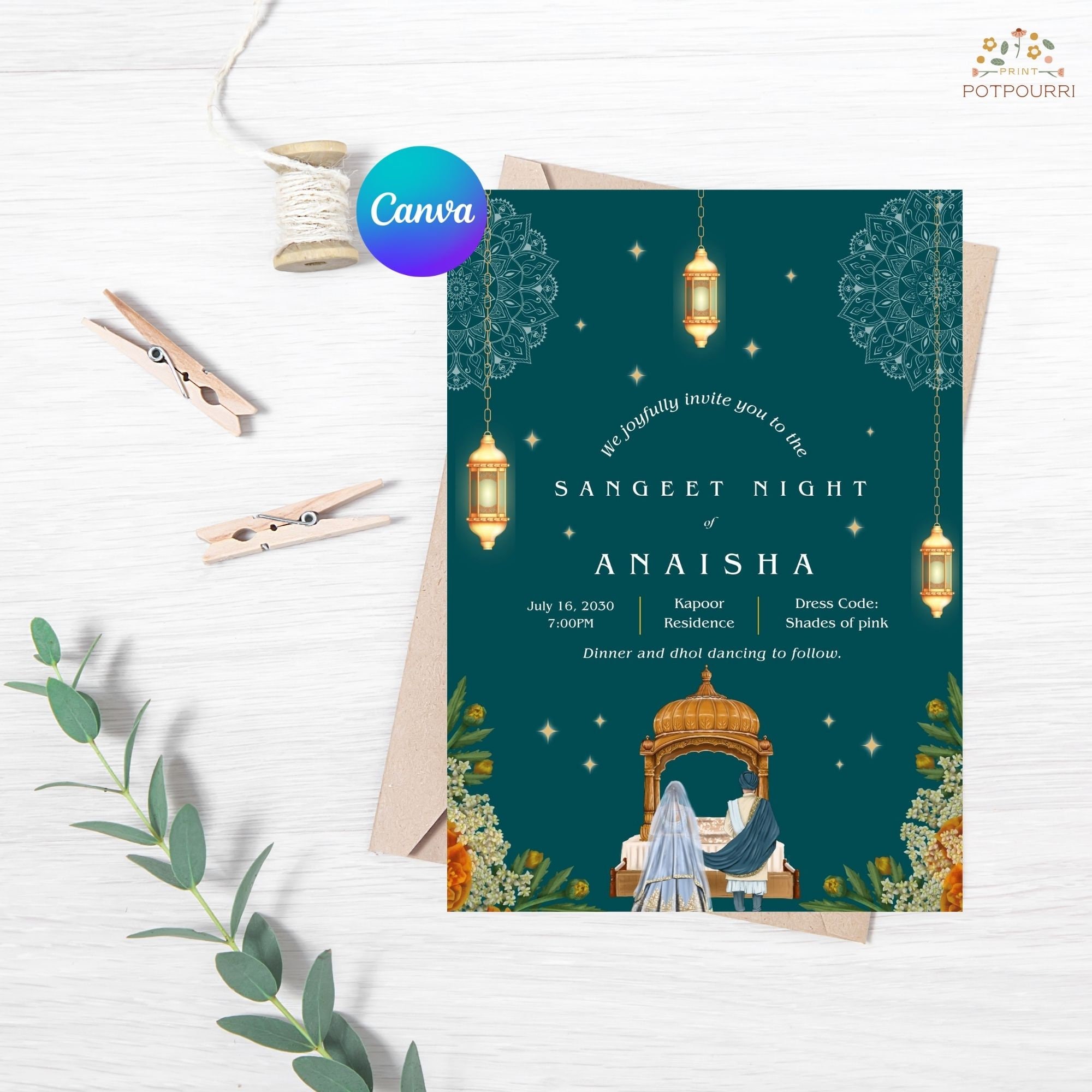 Editable Sangeet Invitation Template, Indian Wedding Invitation ...