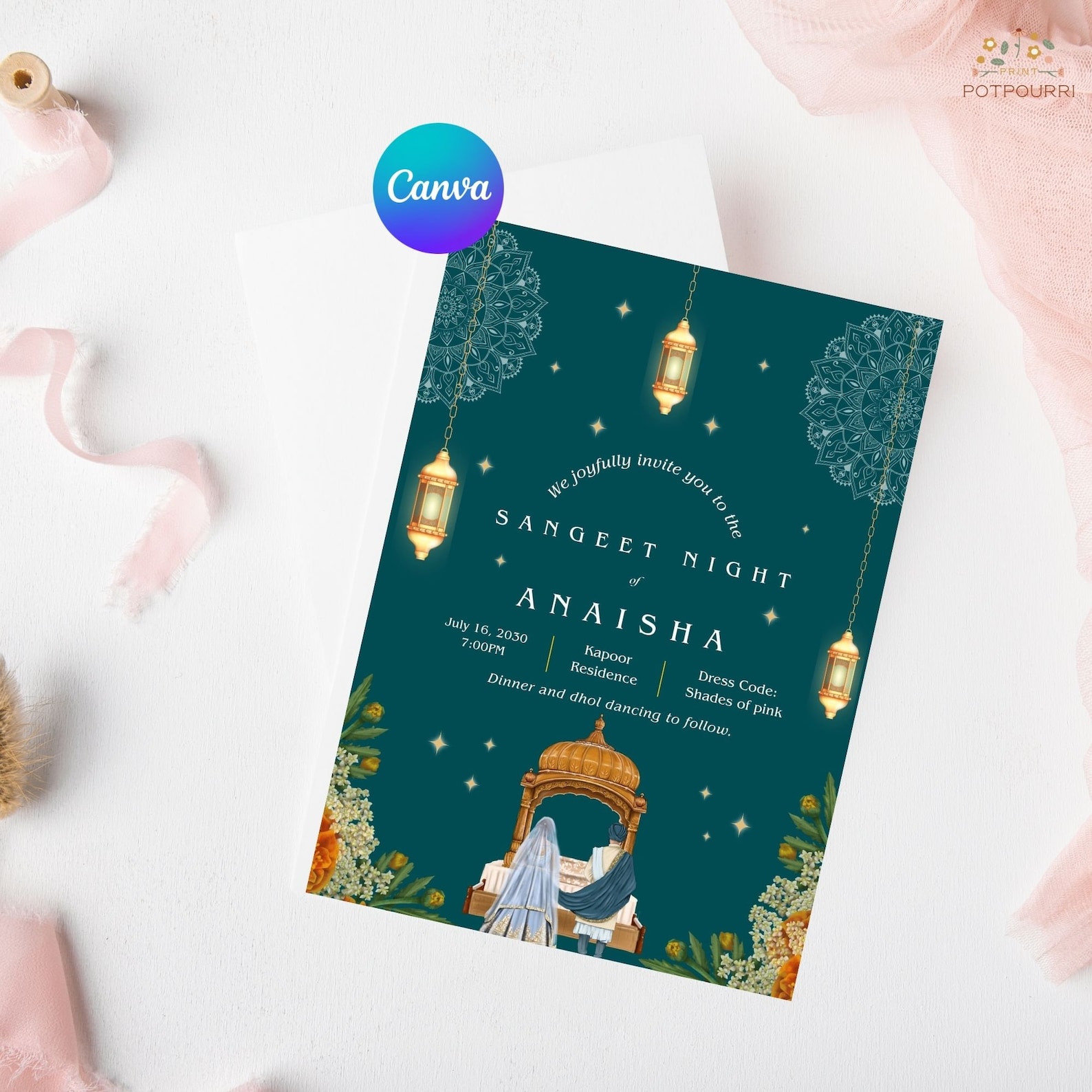 Editable Sangeet Invitation Template, Indian Wedding Invitation ...