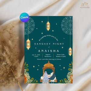 Editable Sangeet Invitation Template: Indian Wedding Invite (digital ...