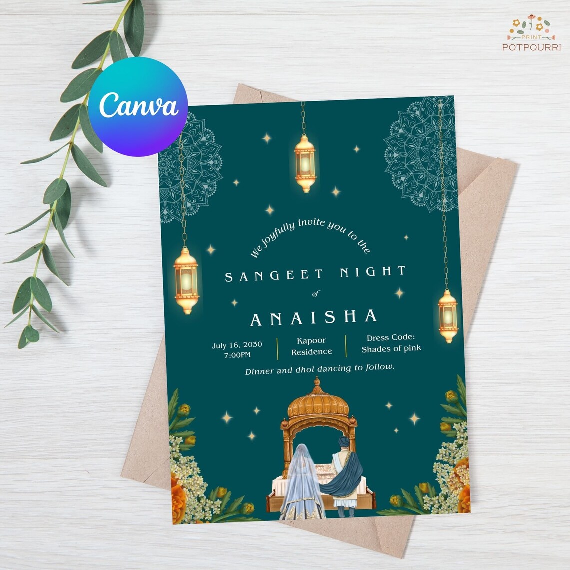 Editable Sangeet Invitation Template, Indian Wedding Invitation ...