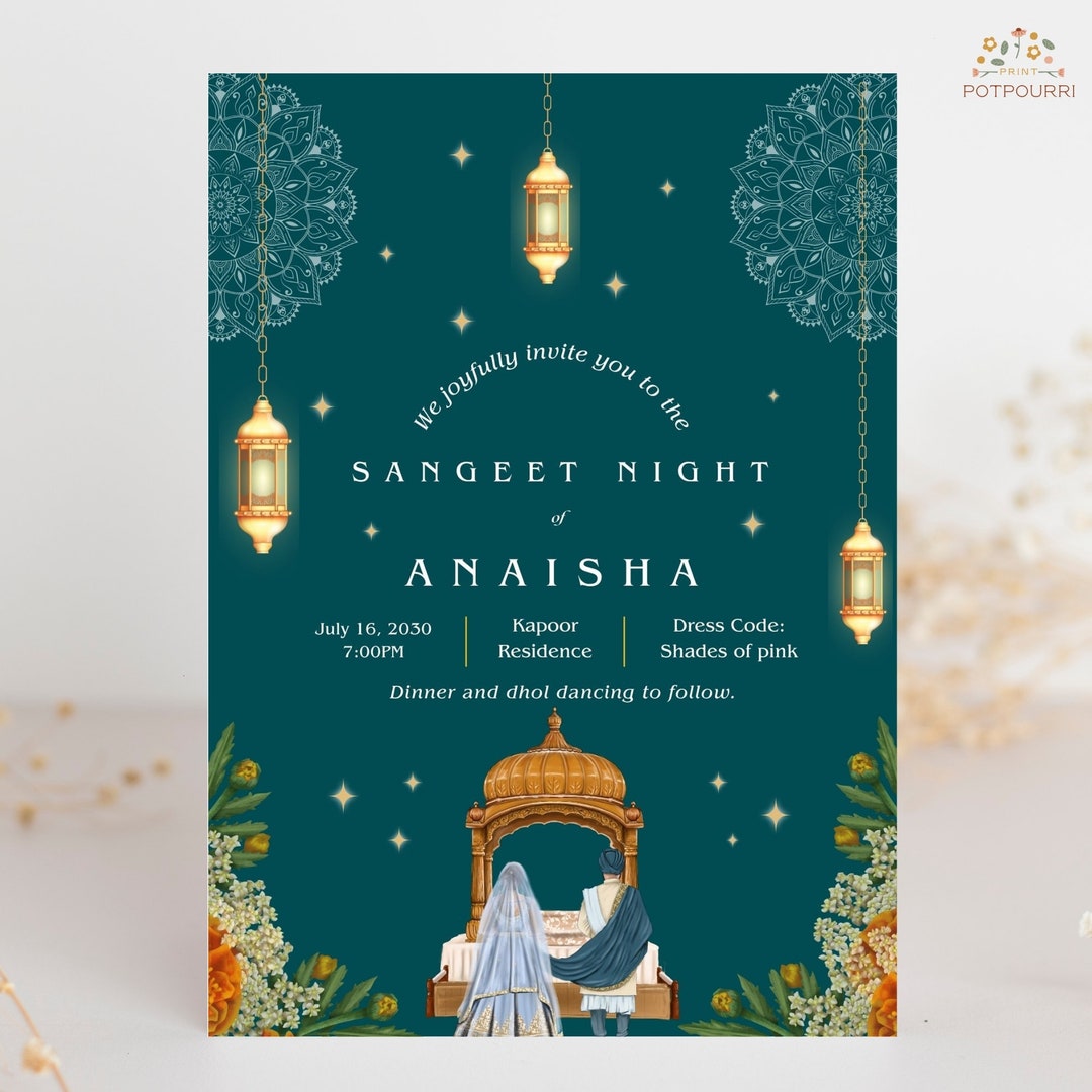 Editable Sangeet Invitation Template: Indian Wedding Invite (digital ...