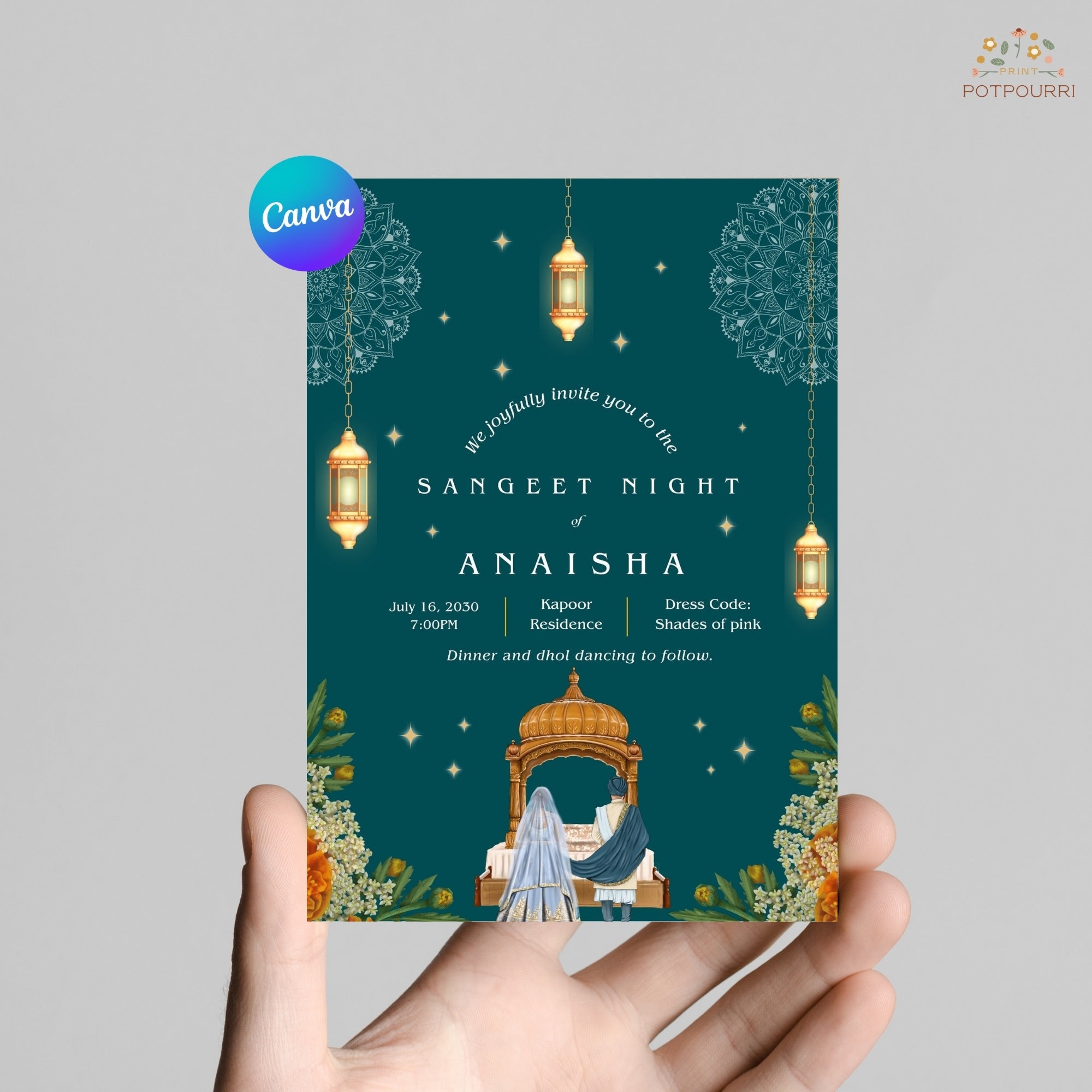 Editable Sangeet Invitation Template: Indian Wedding Invite (digital ...