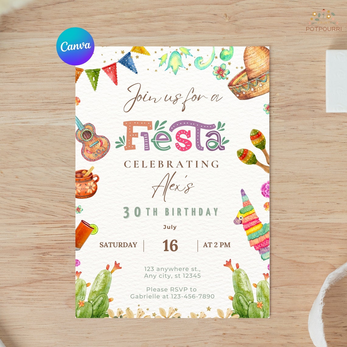 Editable Mexican Birthday Invitation Template, Fiesta Birthday Invite, Mexican Party Invitation ...