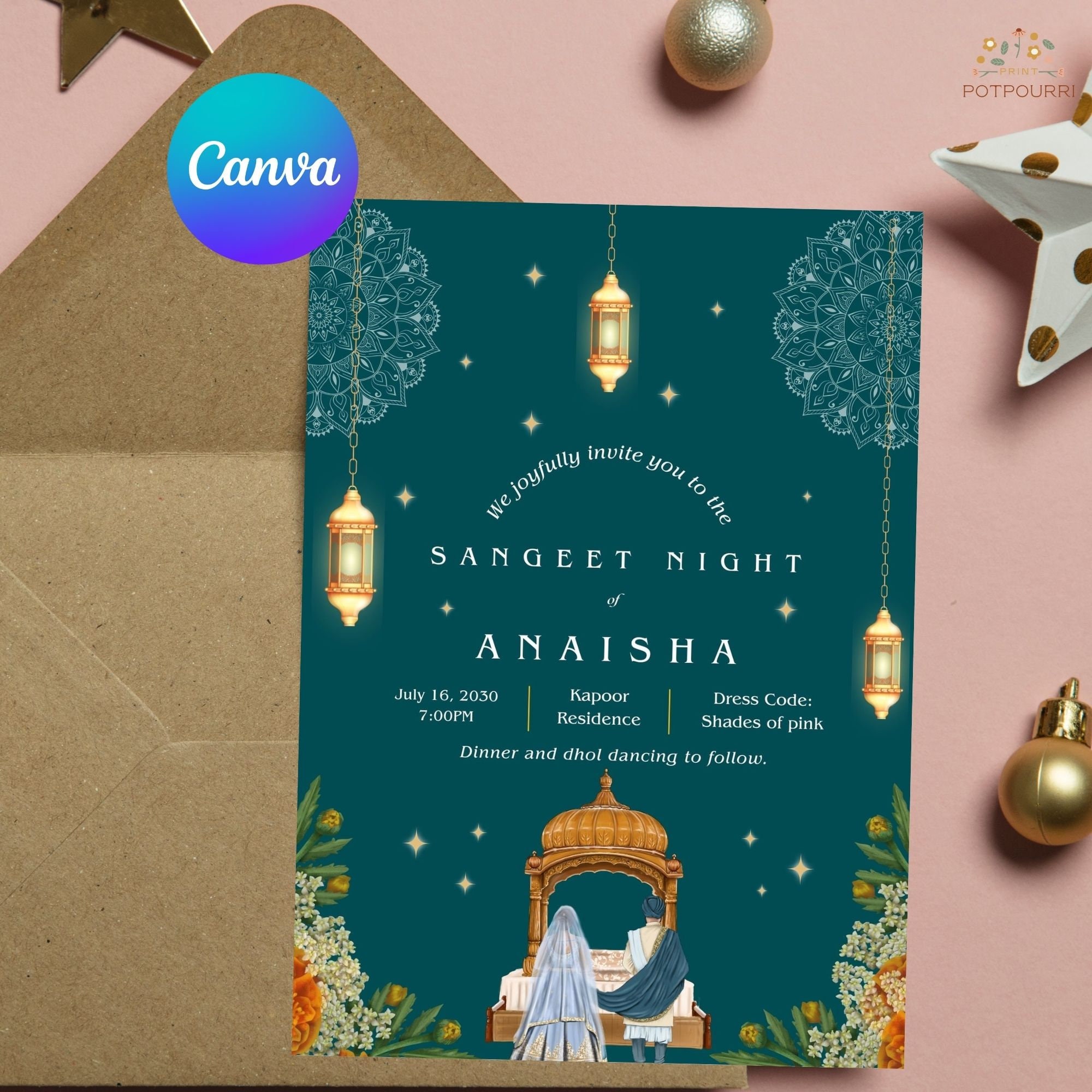 Editable Sangeet Invitation Template, Indian Wedding Invitation ...