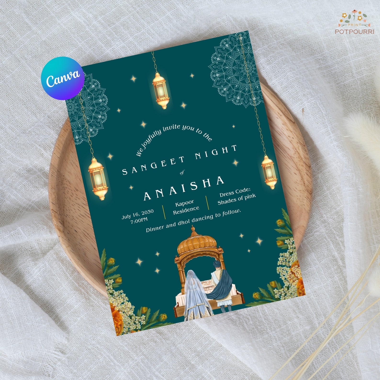 Editable Sangeet Invitation Template: Indian Wedding Invite (digital ...