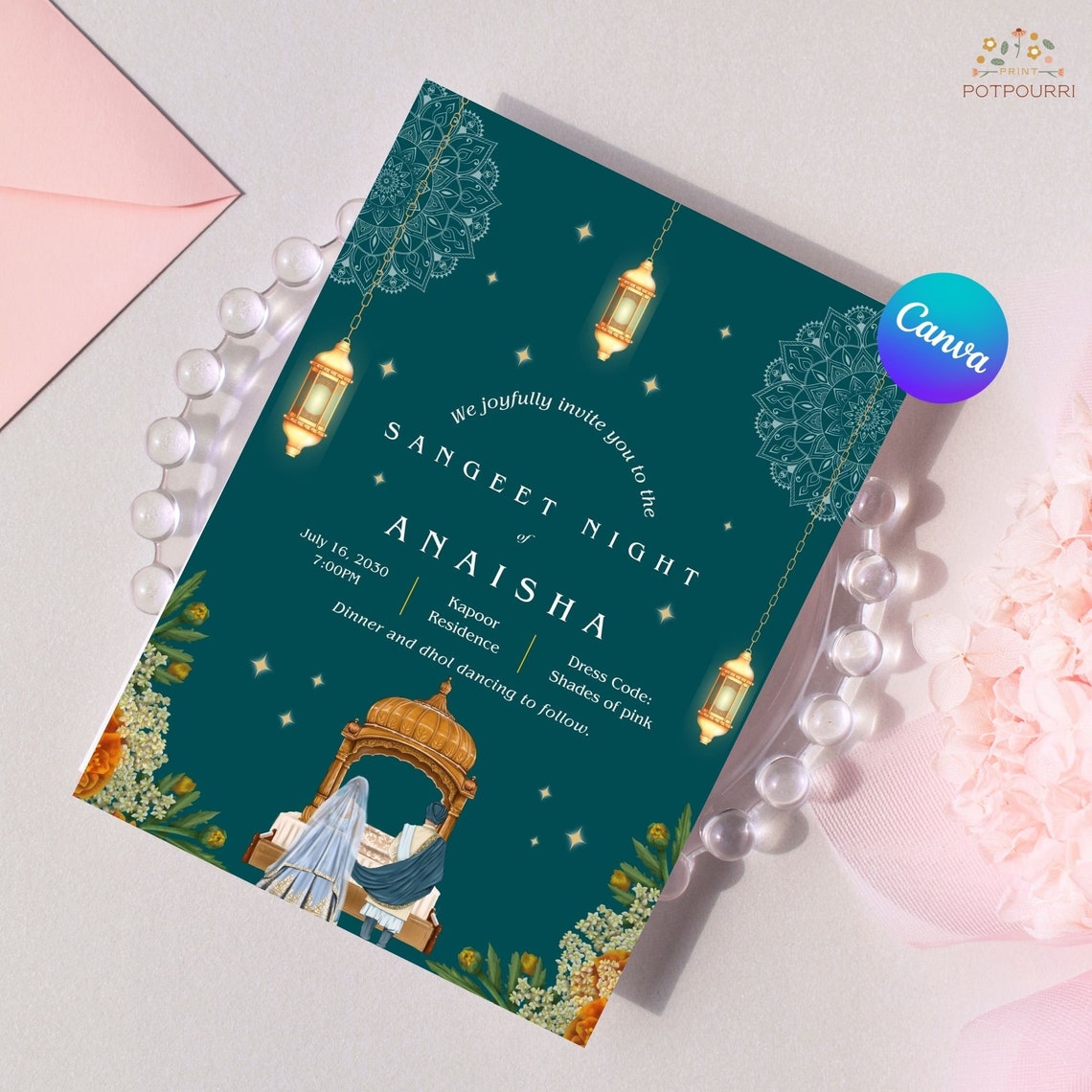 Editable Sangeet Invitation Template, Indian Wedding Invitation ...