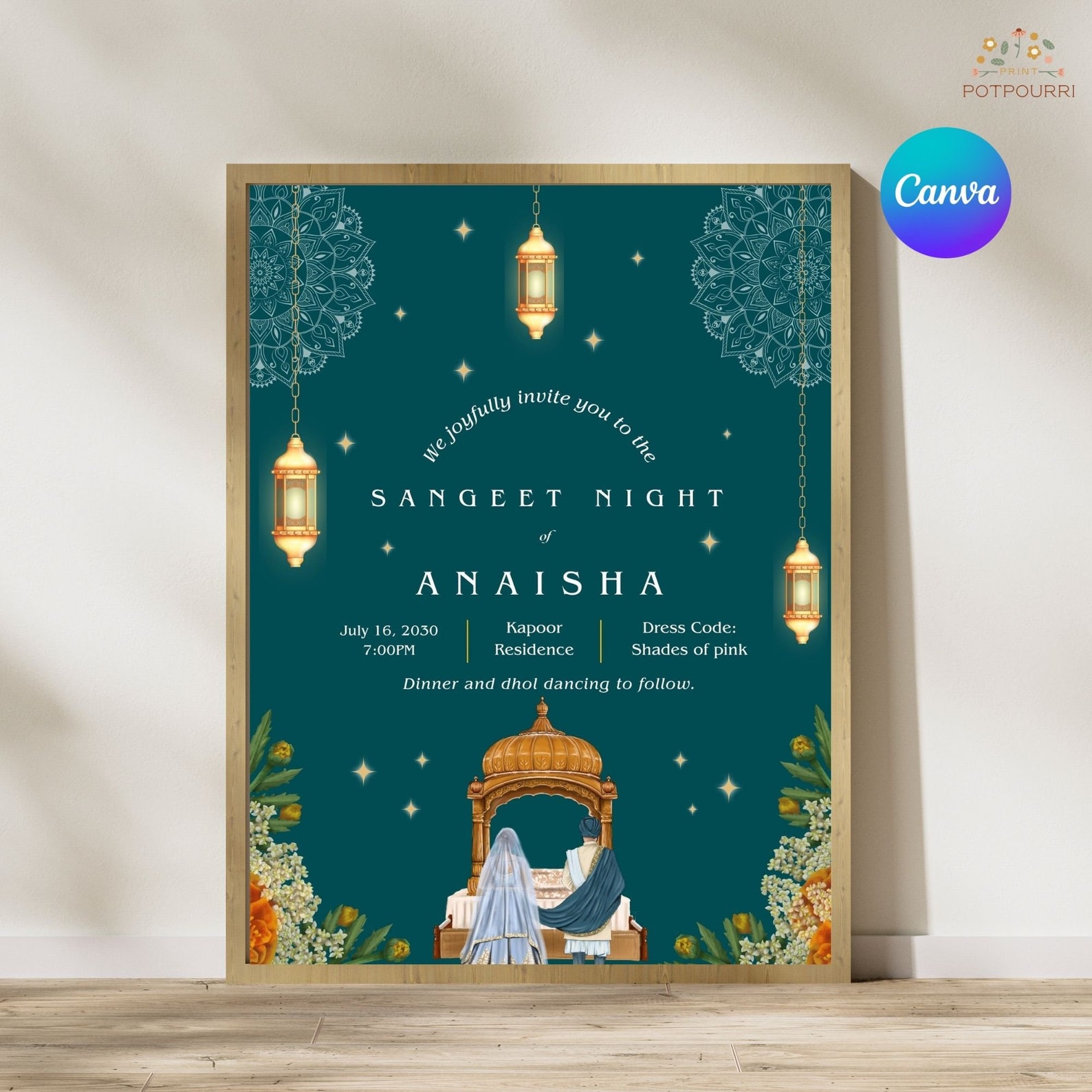 Editable Sangeet Invitation Template, Indian Wedding Invitation ...