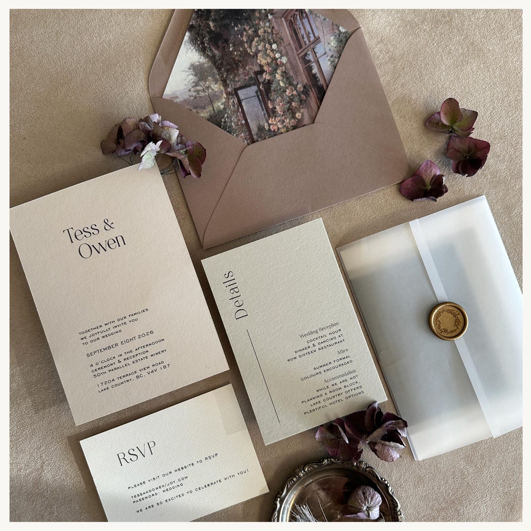 Wedding Invitations, Minimalist Handmade Stationery, Heavy 110lb ...