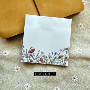 Sticky Note Pad | Wildflower Watercolor Art | Journaling Supply Planner ...