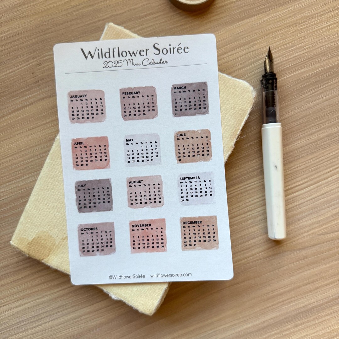 Mini Calendar Sticker Sheet Minimalist Dainty Tiny Planner Journaling ...