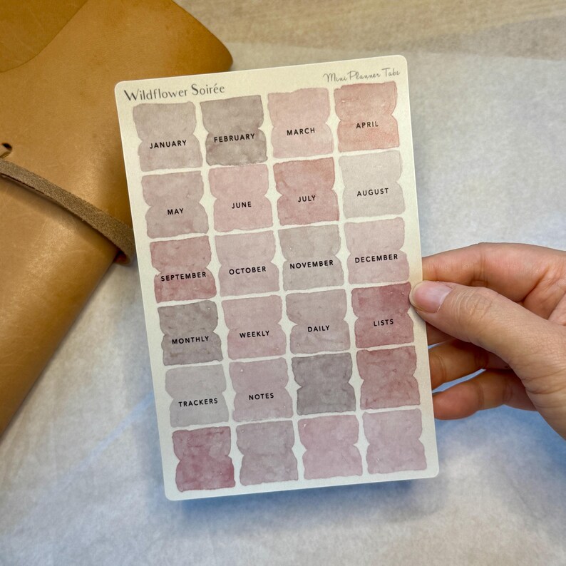 Mini Planner Tabs With Watercolor Texture Frosted Transparent Durable ...