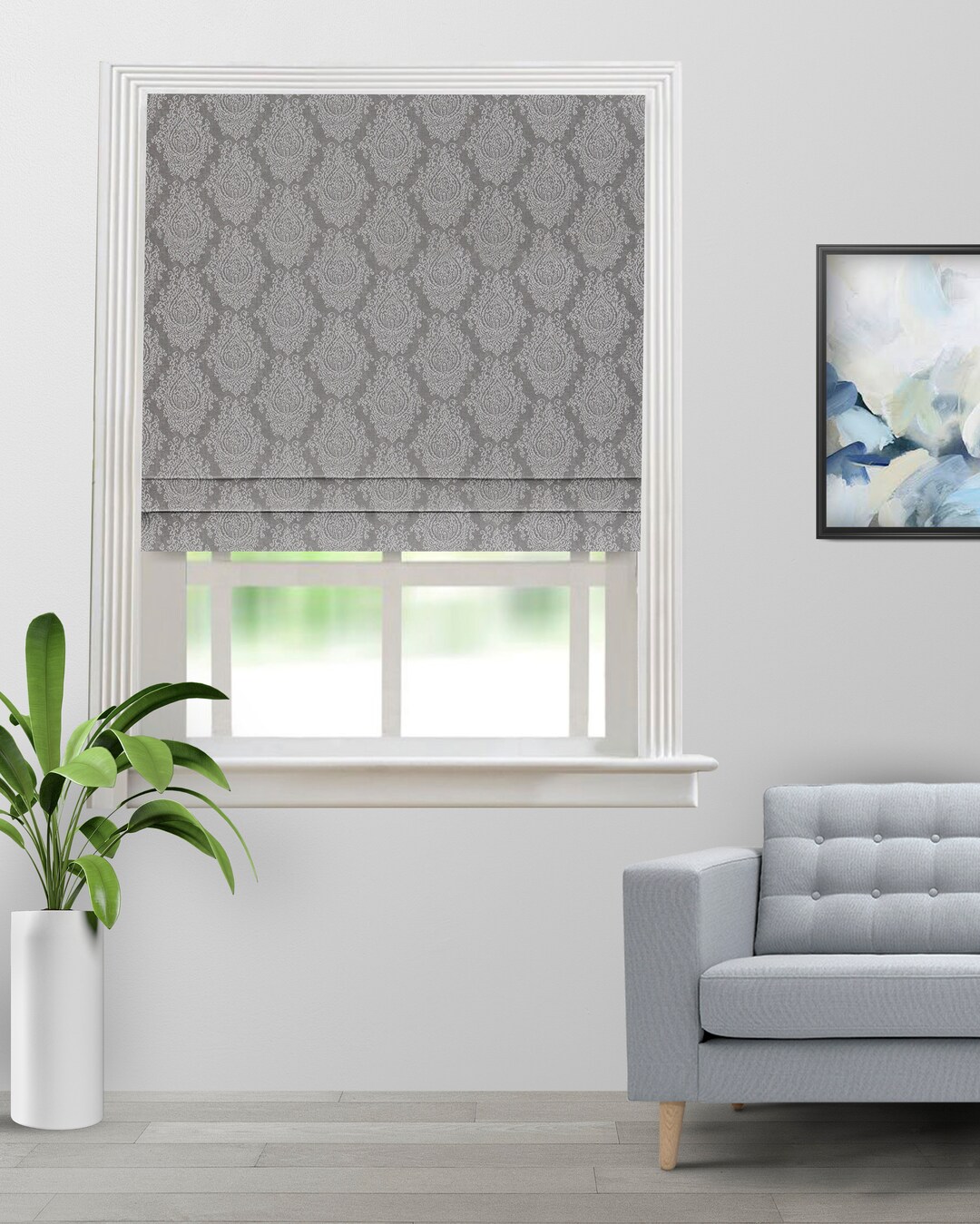 Decorative Roman Shades, 5 Colors, Damask Pattern Roman Shades, Bedroom ...