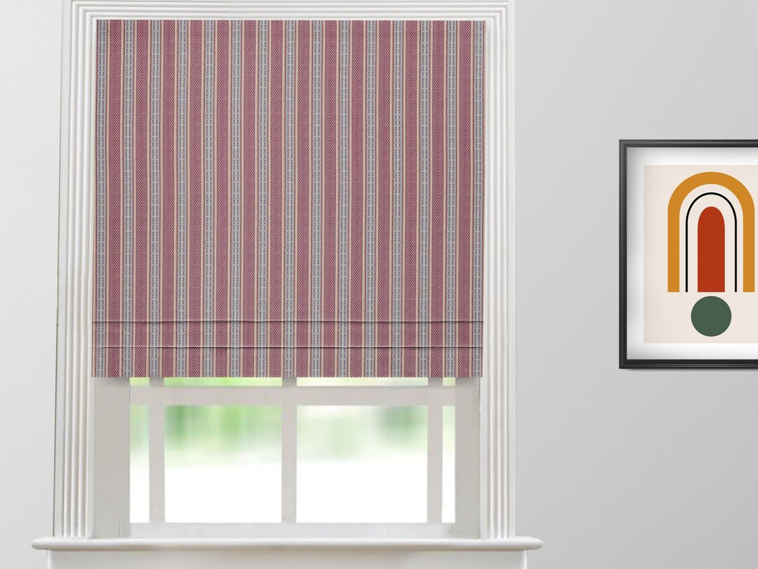 Striped Roman Shade | Custom Relaxed or Flat Style, Free Blackout ...