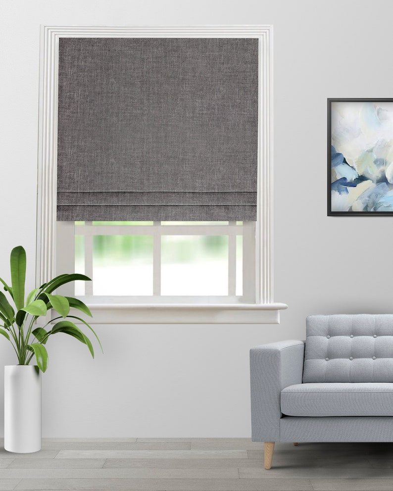 Custom Linen Roman Shades, Flat or Relaxed Style, 20 Colors - Etsy