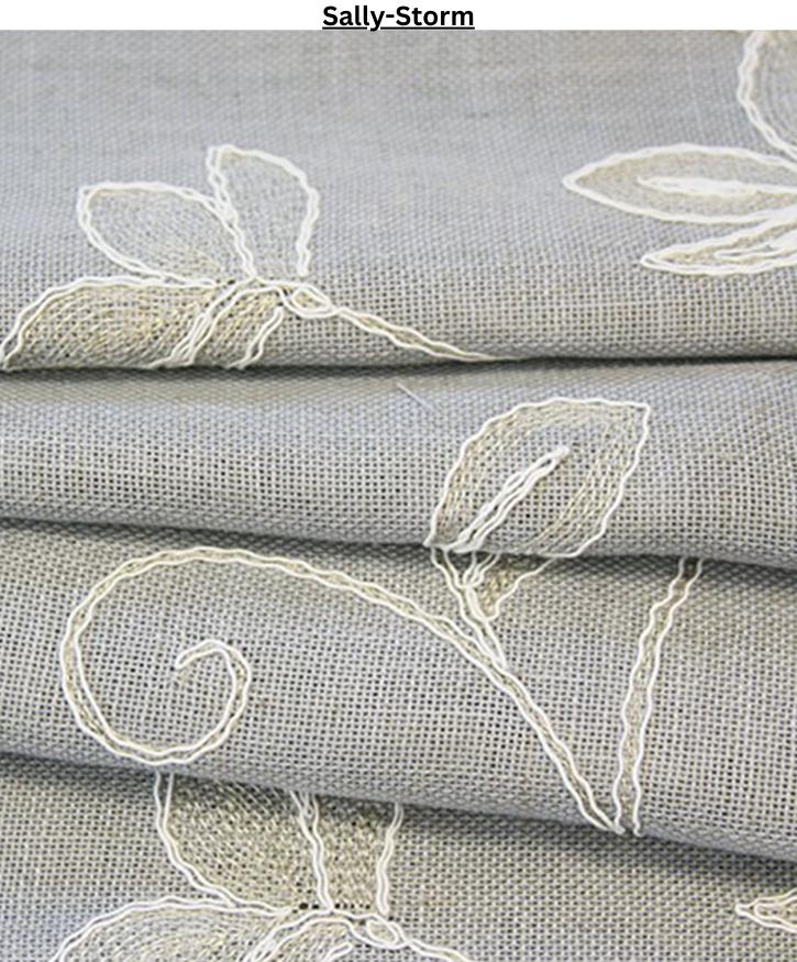 Embroidered Linen Curtain | Pinch Pleated Floral Drapes, Privacy Lining ...
