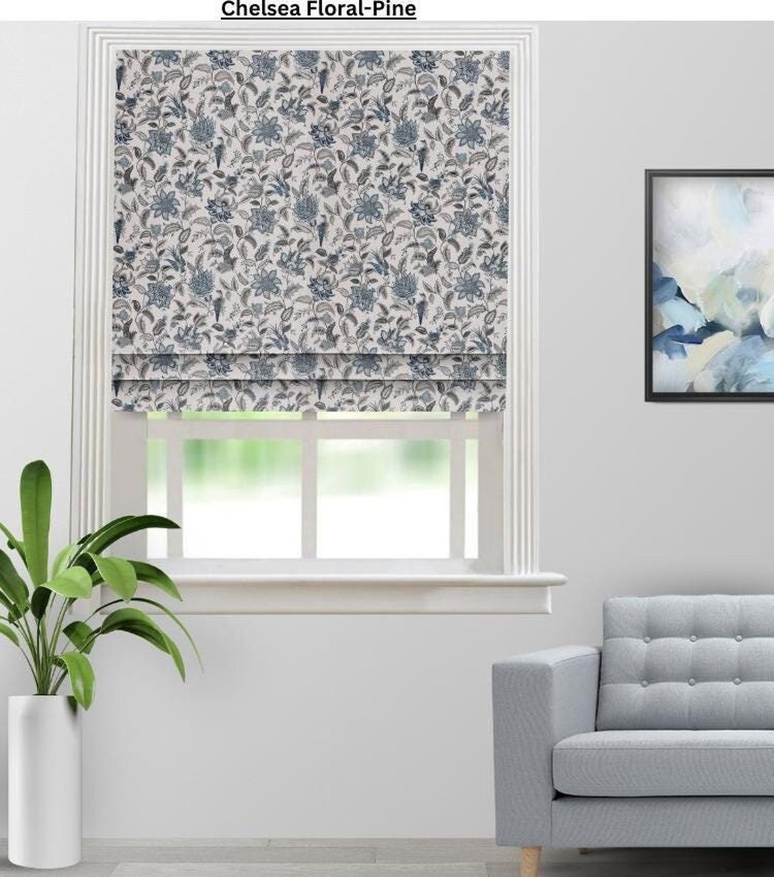 Floral Fabric Roman Shades for Living or Dining Room, 5 Colors, Extra ...
