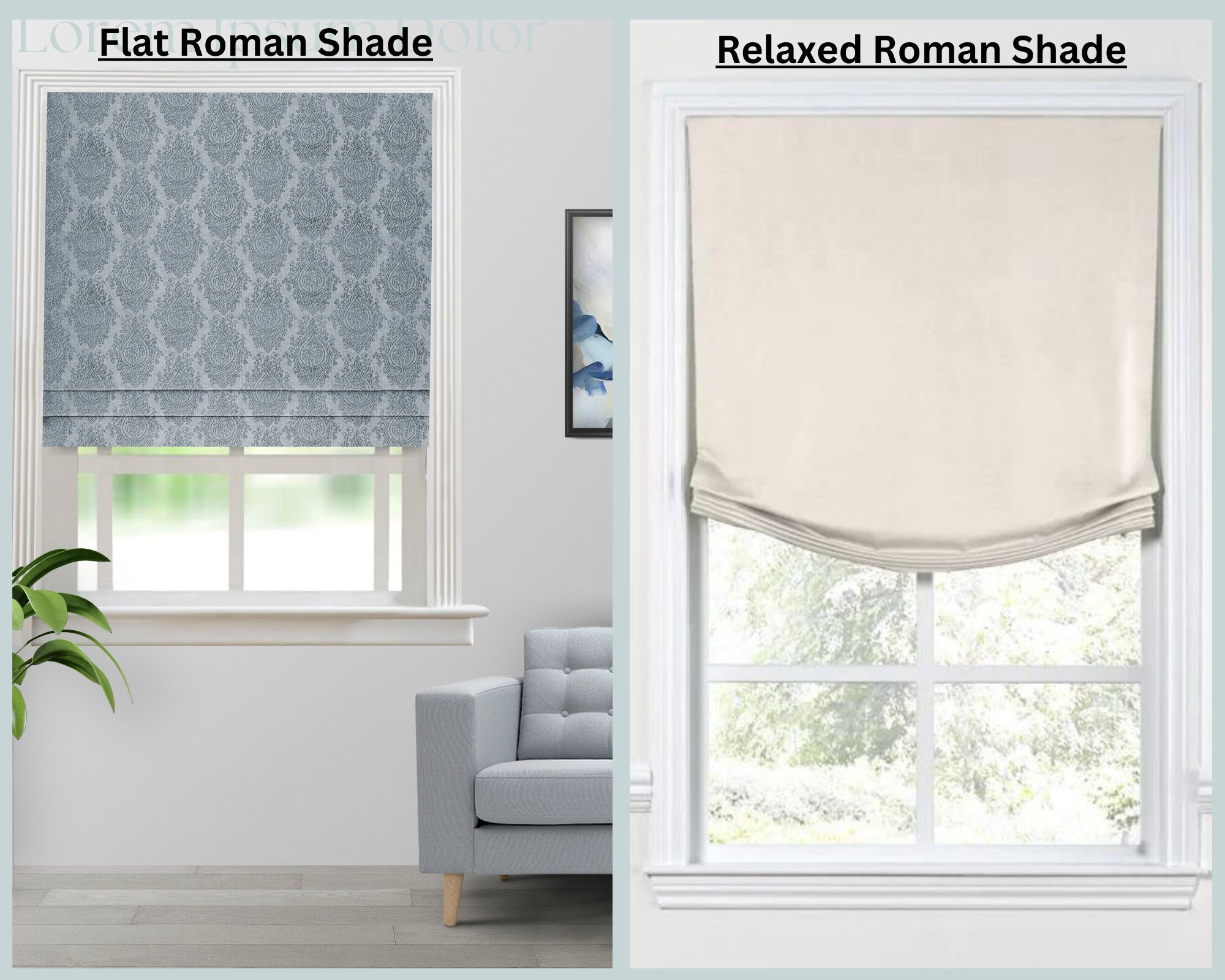 Plaid Roman Shades, 5 Colors, Windows Blinds, Flat Roman Shade, Kitchen ...