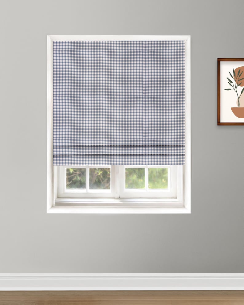 Gingham Roman Shade | Blackout, Cordless, Check Fabric - Etsy